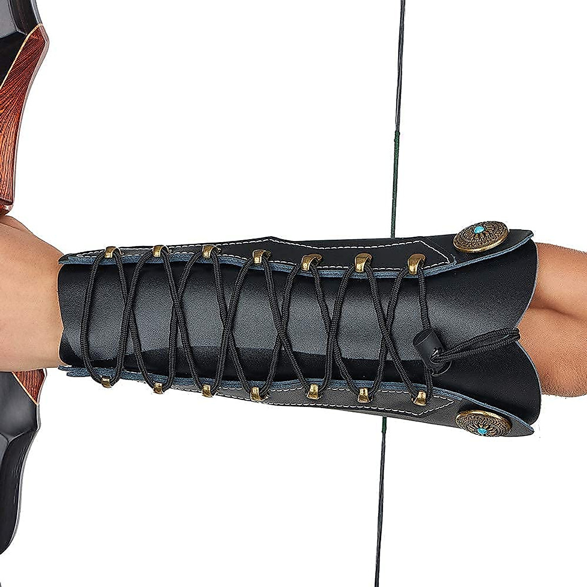 Huntingdoor Archery Arm Guards Leather Arm Guard Adjustable Forearm Guard Protective Gear Gauntlet Cuff Medieval Bracers for Hunting Shooting
