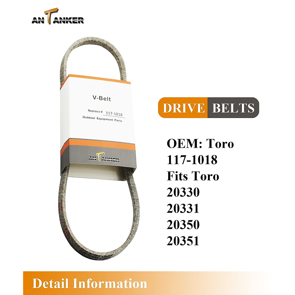 Antanker Drive Belt Replacement for Toro 117-1018 V-Belt 20330 20331 20350 20351
