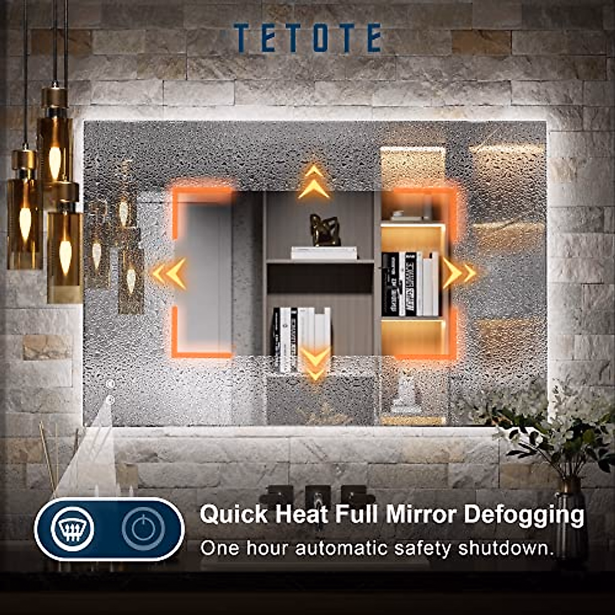 TETOTE 24 x 36 Inch LED Mirror Backlit Bathroom,Anti-Fog Mirror with Light,Dimmable,CRI90+,IP54 Water Proof,Wall Mounted Vanity Lighted Mirror,Horizontal/Vertical