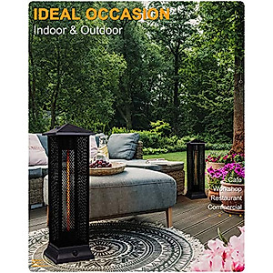 Star Patio Electric Patio Heater, Freestanding Outdoor Heater, 1500W Infrared Heater with Matte Black Finished, Tip-Over Protection, Silent Heating, IP55 Outdoor Heaters, STP1299-RMHD-M