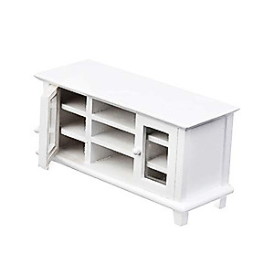 SeaISee 1:12 Scale Dollhouse Furniture Wooden Mini TV Cabinet for Barbie Doll House Accessories
