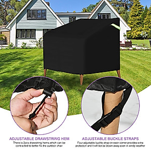 PATIKIL Outdoor Chair Covers Waterproof, 2 Pack 40"W x 34"D x 39"H Large Patio Furniture Cover 600D Oxford Lawn Lounge Chair Protection with Luminous Handle for Yard Garden, Black