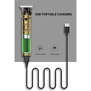 Electric Pro Li Outliner Grooming Rechargeable Cordless Close Cutting T-Blade Trimmer for Men 0mm Baldheaded Hair Clippers Zero Gapped Detail Beard Shaver Barbershop for Father's Day (Gold)