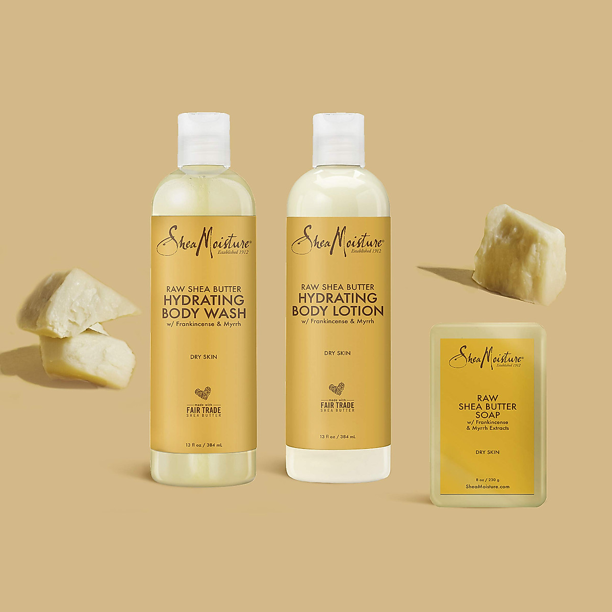SheaMoisture Hydrating Bath and Body Kit Skin Care Products for Dry Skin Raw Shea Butter Hydrating Pack of 3