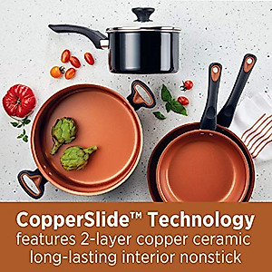 Farberware Glide CopperSlide Ceramic Nonstick 12 Piece Cookware Set (Black)