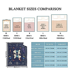 Pisces Constellation Astrology Blanket Flannel Fleece Throw Soft Cozy Blankets Microfiber Lightweight Warm Cozy Fuzzy Plush for Couch Sofa Bed Office All Season 50"X40" S for Kid