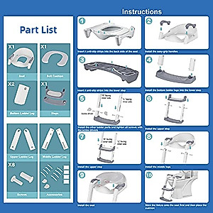 FAYDUDU Potty Training Seat with Step Stool Ladder Toddler Potty Seat for Toilet Seat Kids Potty Training Toilet for Boys Girls Training Potty Seat with Anti-Slip Pads (Blue)