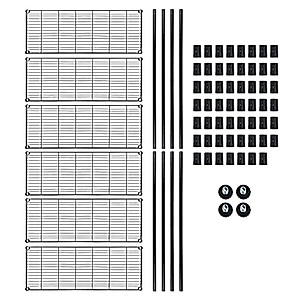 YSSOA Heavy Duty 6-Shelf Shelving, Wire Shelving, Adjustable Storage Units, 48'' D x 18'' W x 82'' H, 6 Tier, Black
