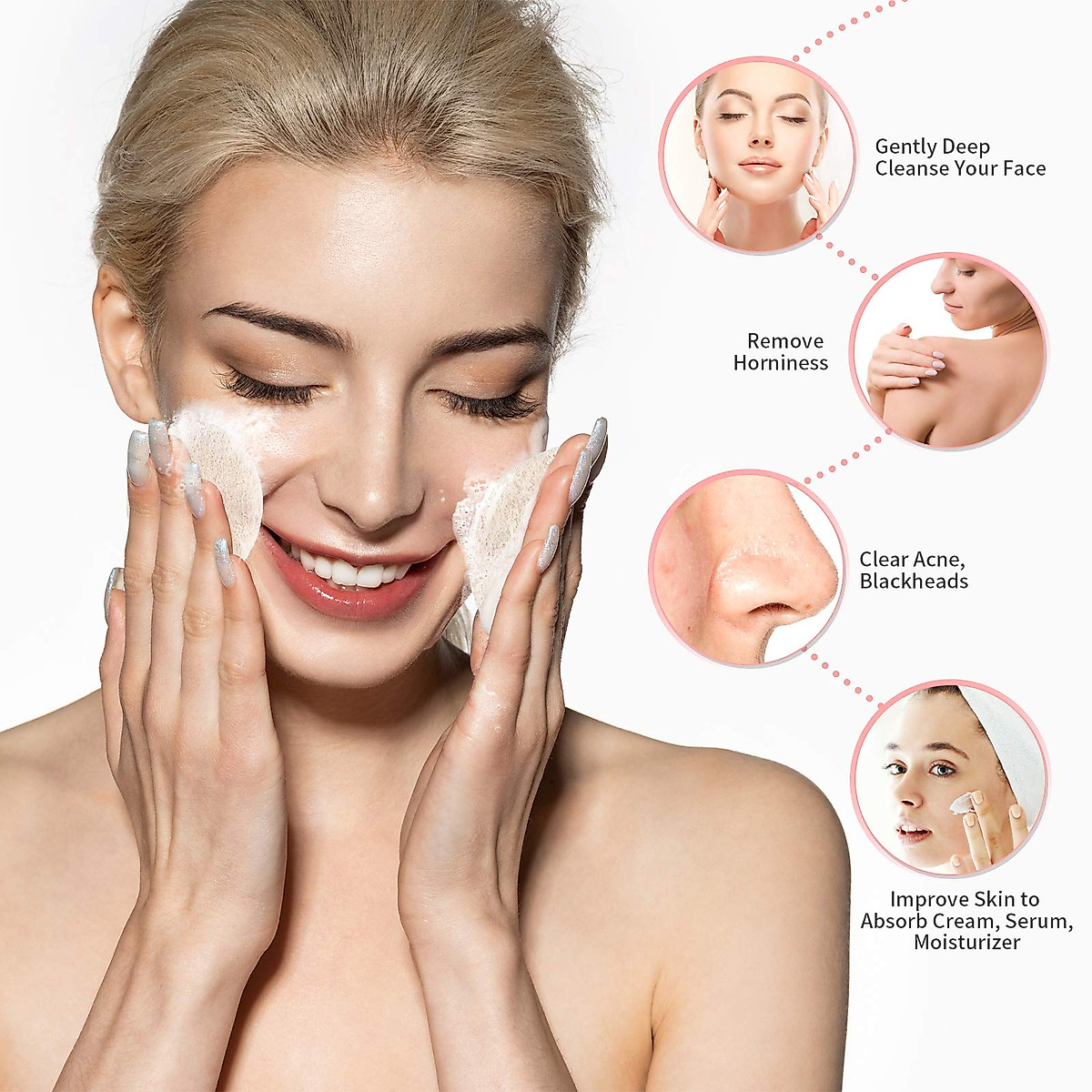 Frcolor 50 Pcs Loofah Face Pads Exfoliating Loofah Sponges Makeup Remover Reusable Soft Facial Skin Care Scrub Wash Pads