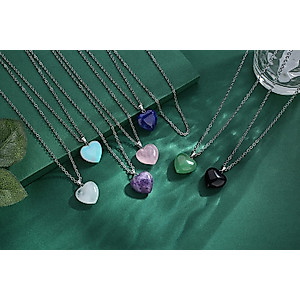 QINJIEJIE Amethyst Necklace Healing Crystals Necklace Heart Love Real Crystal Reiki Energy for Women Mothers Day Gift Christmas