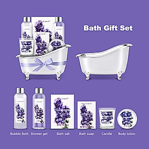 Gift Set for Women Body & Earth Gifts for Women Lavender Gift Baskets For Women Bath Sets for Women Gift with Bubble Bath Body Lotion Scented Candle Valentines Day Gifts for Her Bath Gifts for Women
