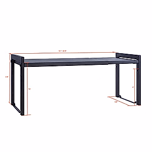 SunnyPoint Expandable Cabinet Storage Rack - Tabletop Storage Spice Shelf Organizer Rack (M - 15.1"~25.78" W X 7.87" D X 8.46" H, BLACK)