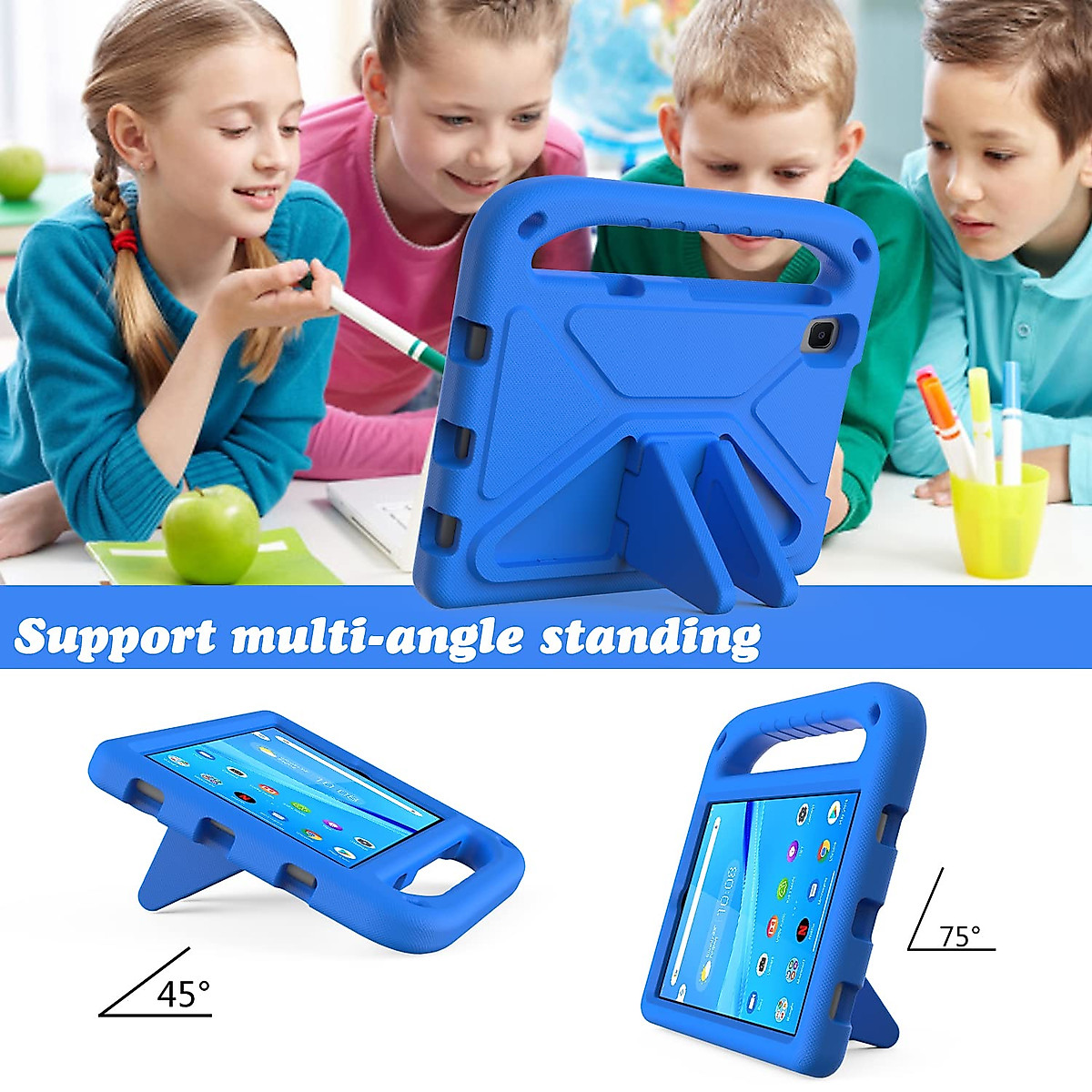 GOZOPO Kids Case for Lenovo Tab M8 Tablet 8", Lightweight Shockproof Handle Stand Case for Lenovo Tab M8 4th Gen/ M8 3rd Gen/ M8 2nd Gen/Smart Tab M8 HD -Blue