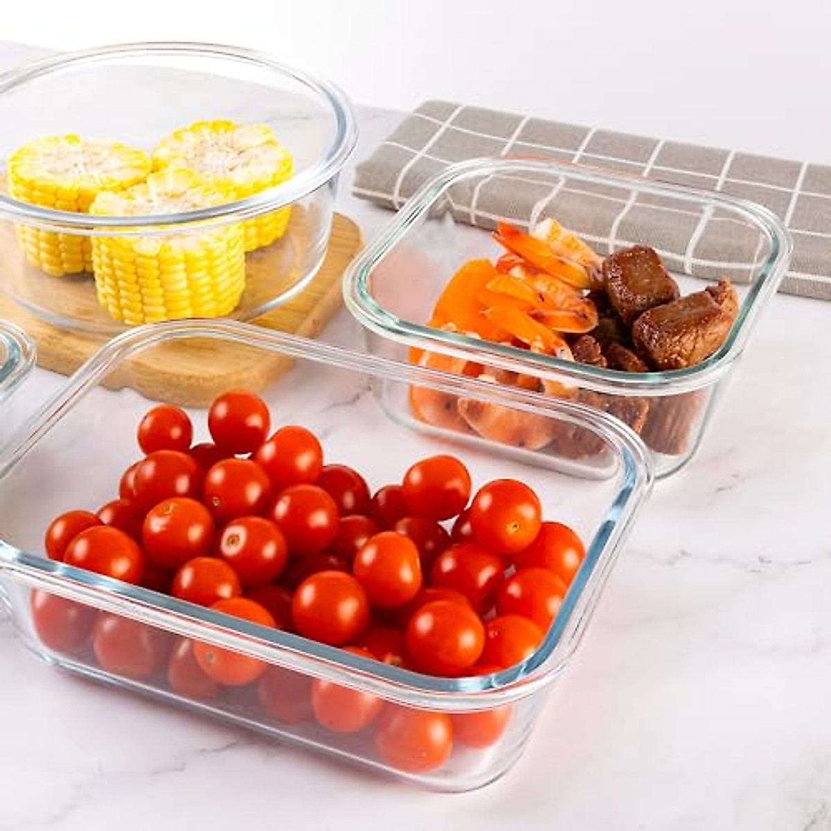 YARYOUNG 12 Pack Glass Food Storage Containers with Lids, Glass Meal Prep Containers, Airtight Glass Lunch Bento Boxes, BPA Free & Leak Proof