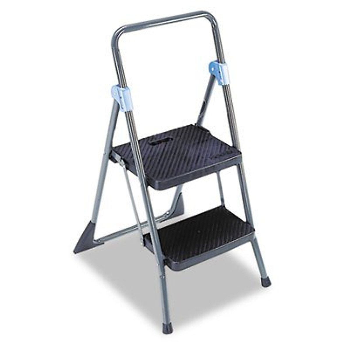 Large 14 1/2w x 12 1/4d top platform step. - COSCO Commercial 2-Step Folding Stool, 300lb Cap, 20 1/2w x 24 3/4d x 39 1/2h, Gray