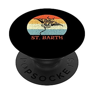 St. Barth, West Indies Vintage Tribal Manta Ray Vacation PopSockets Swappable PopGrip
