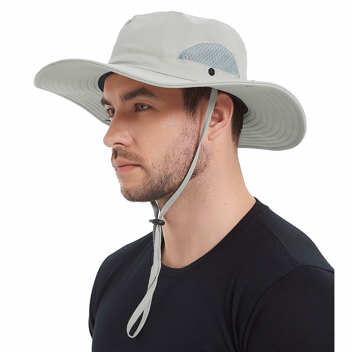 Wmcaps UPF 50+ Sun Protection Hat for Mens Womens, Wide Brim Waterproof Bucket Hat for Fishing, Hiking, Garden,Yard Outdoor work Light Grey