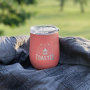 Campfire Metal Wine Tumbler / 12 oz. Let’s Get Toasted Camping Glass/Funny Portable Camping Gift