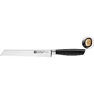 Zwilling All Star 8-inch Bread Knife, Cake Knife Razor-Sharp German Knife, Made in Company-Owned German Factory with Special Formula Steel perfected for almost 300 Years, Gold Matte End Cap