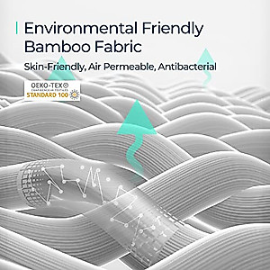 LINSY LIVING Mattress Topper Full Bamboo Charcoal Infused Memory Foam Mattress Topper, 3 Inches Cooling Bed Topper Full Size with Bamboo Fiber Cover, CertiPUR-US & Oeko-TEX Certified, Full