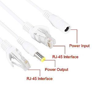 OdiySurveil 5Pairs Passive PoE Injector and Splitter Kits with 5.5x2.1mm DC Connector RJ45 Power Over Ethernet (White)