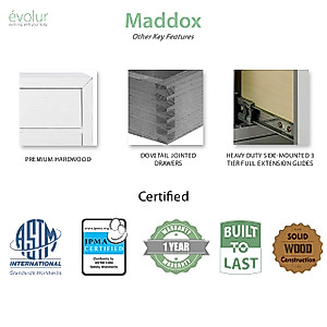 Evolur Maddox Double Dresser, Weathered White