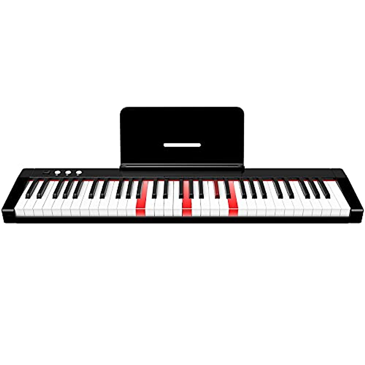 61 Key Electric Keyboard Piano Full Size Keys Portable Complete Digital Electronic Music Piano Set Lighted Keys with Built-In Speakers & Keynote Stickers for Piano Beginners