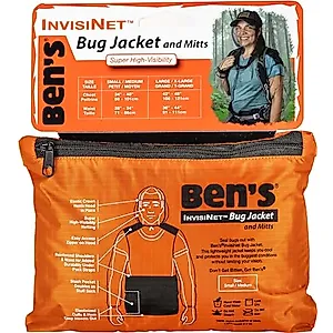 BENS InvisiNet Bug Jacket & Mitts - Durable & Comfortable Insect Protection for Outdoor Activities - Fine Mesh Bug Net with High-Visibility - L/XL