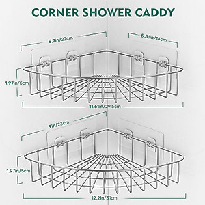 LBSUN 2-Pack Corner Shower Caddy, Bathroom Corner Shower Shelf, SUS304 Stainless Steel Wall Mounted Bathroom Shelf for Toilet, Bathroom, Dorm and Kitchen (Silver)