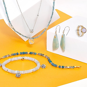 Silpada 'in Good Campanile' Stacking Rings with Natural Blue Lace Agate in Sterling Silver & Brass, Size 8