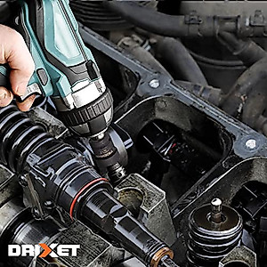 Impact Swivel Socket Set - 1/2, 3/8, and 1/4 Swivel Socket Set - Universal Joint Socket for Hard-To-Reach Angles - Premium Cr-Mo Steel Flexible Socket Extension Set - Rust Resistant - Drixet