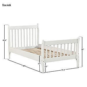Danxee Wood Twin Bed Frame with Headboard and Footboard, Platform Bed Frame Mattress Foundation with Wood Slat Support for Kids, Teens, Twin (White)