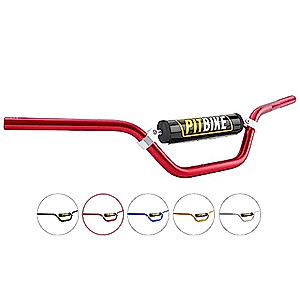 Handlebars 7/8 Inch for Motorcycle,RUTU Upgraded Universal Dirt Bike Handle Bar with Crossbar Pad Mid-Rise Mini Bike Pit Bike Handlebar for Motocross ATV Quad - Red