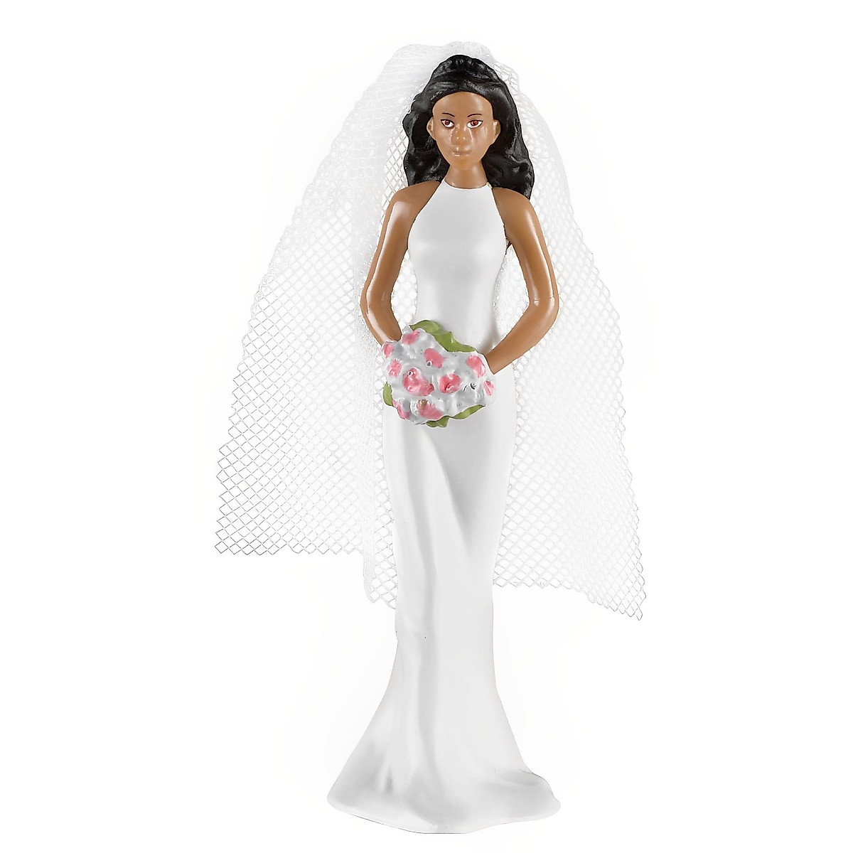 Amscan 474849 Wedding Plastic Cake Topper, African American Bride, 4.25", 1 piece