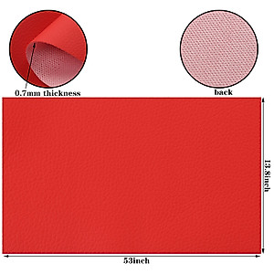 Picheng Lychee Texture Solid Color Faux Leather Sheets13.8 X53(35cmX135cm),Soft Faux Leather Roll Very Suitable for Making Crafts,Leather Earrings, Bows,Sewing DIY Projects (Red)