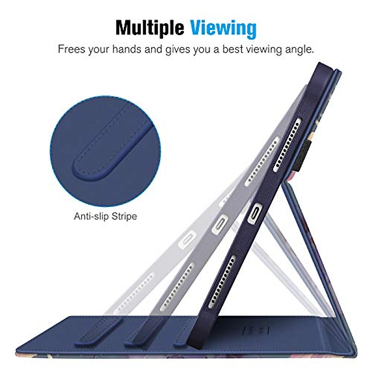 Fintie Folio Case for iPad Air 11-inch M2 (2024), iPad Air 5th / 4th Generation (2022/2020) 10.9 Inch, Multi-Angle Viewing Soft TPU Cover with Pocket & Pencil Holder, Blooming Hibiscus