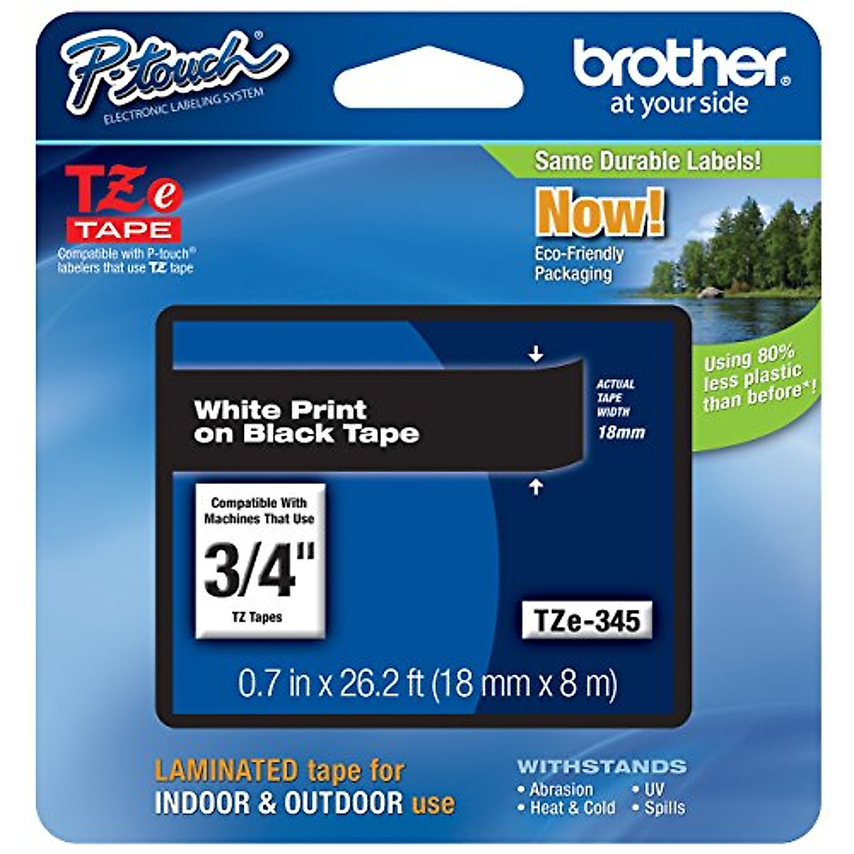 Genuine Brother 3/4" (18mm) White on Black TZe P-Touch Tape for Brother PT-1700, PT1700 Label Maker