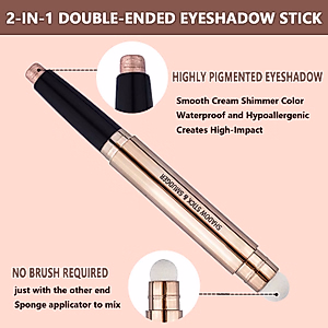 OVIQERKI 18 color eyeshadows stick shimmer,Highlighter waterproof eyeshadow pen,Colour pop eye makeup (Rose Gold # 03)