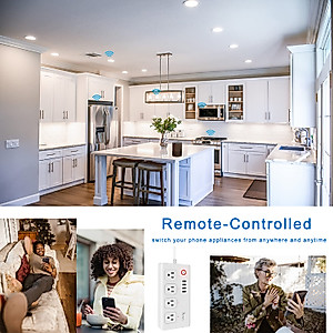 WiFi Smart Power Strip,WiFi Smart Plug Extension Lead, 4 AC Outlets and 4 USB Charging Port,10Amp,Compatible with Alexa/Google Home, No Hub Required,ETL Listed ,FCC Certified
