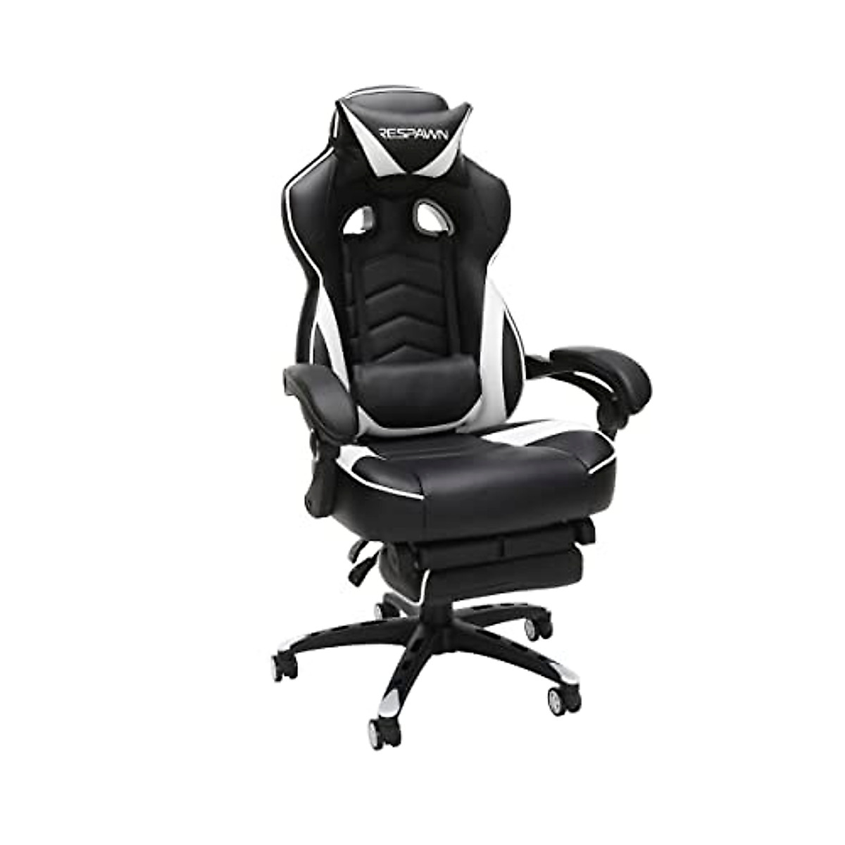 RESPAWN 110 Ergonomic Gaming Chair with Footrest Recliner - Racing Style High Back PC Computer Desk Office Chair - 360 Swivel, Adjustable Lumbar Support, Headrest Pillow, Padded Armrests - 2019 White