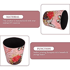 GANAZONO Leather Trash Can Wastebasket Waste Toilet Paper Bin Basket Garbage Container Wastebasket Garbage Bin for Bathroom Bedroom Office Home Car