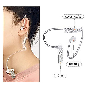 Gejoy 4 Packs Spy Ear Piece Toys Security Headset Earpiece Agent Spy Earpiece Costume Prop, Snap On Replacement Acoustic Tube for 2-Way Radio Audio Headsets