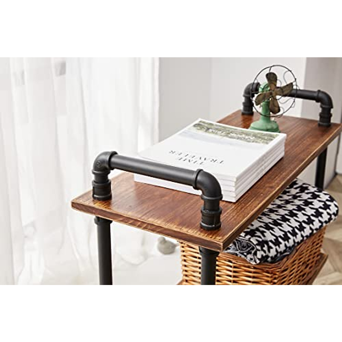 Anynice Industrial Bookshelf, Pipe Shelves, Industrial Pipe Shelving, 3 Tier Bookshelf,Pipe Bookshelf,Industrial Pipe Shelf(Rustic Brown, 29.5" L x 11.8" W x 39" H)