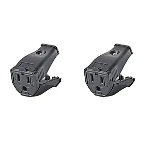 Leviton 3W102-E Clamptite Hinged Cord Outlet, 2-Pole, 3-Wire, 125V, 15A, Thermoplastic, Black (Pack of 2)