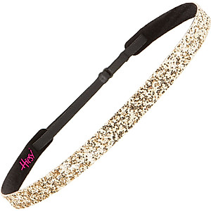 Hipsy Women's Adjustable NO SLIP Bling Glitter Headband Mixed Pack (Golden Rod 2pk)