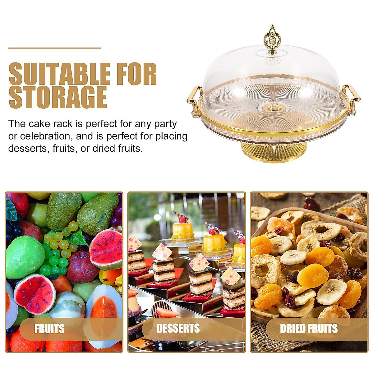 Yardwe Candy Display Rack Wedding Cake Stands Platter Tray Cake Stand with Dome Snacks Serving Tray Dessert Severing Tray Small Fruit Plate Cake Pan Candy Plate Office Container Paper Cup