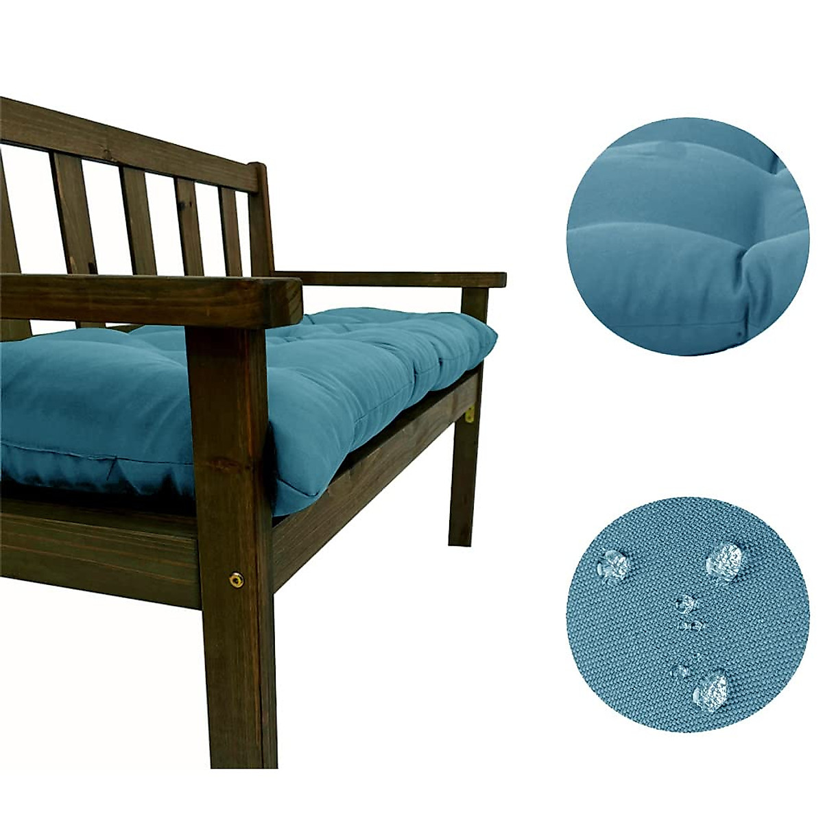 Shapeazy Outdoor/Indoor Waterproof Bench Cushion,Non-Slip Bench Pads with Ties Swing Chair Tatami Cushion,Bench Cushions for Patio Backyard Porch Garden Wicker Furniture (47.2*19.7inch, blue)