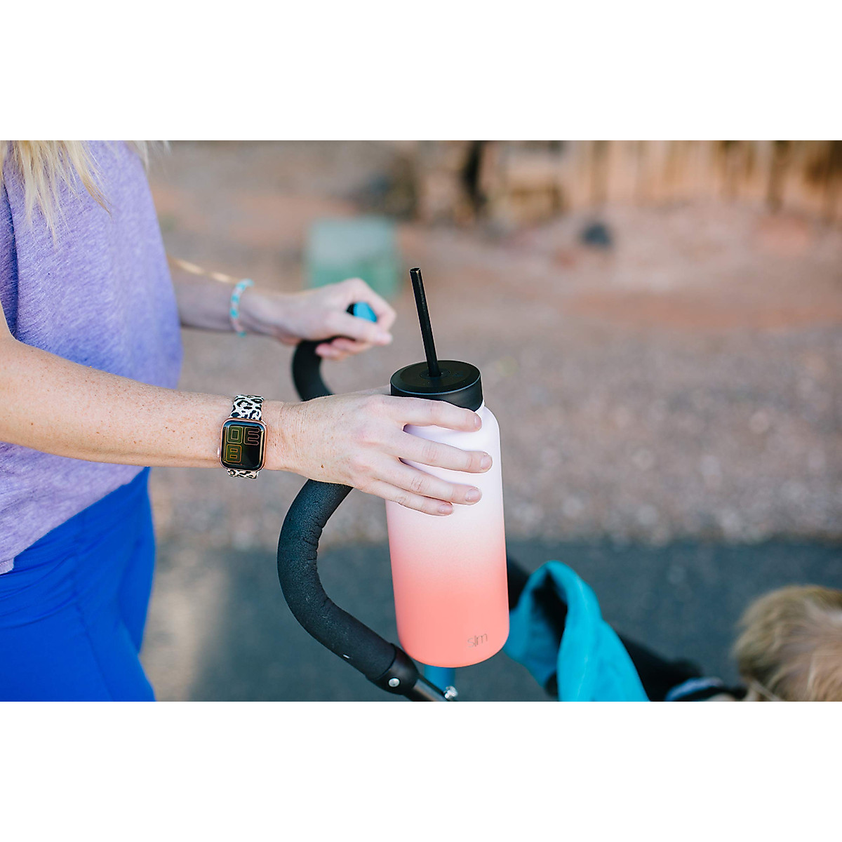 Simple Modern Wide Mouth Lid Leak Proof Straw Chug Handle Flip Fits Summit Water Bottles and Hydro Flask, Tumbler Style, Midnight Black