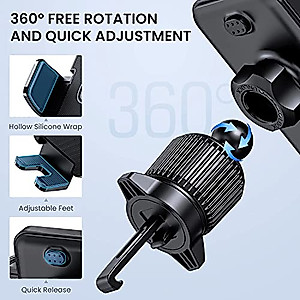 CINDRO Car Vent Phone Mount for Car [Military-Grade Hook Clip] Phone Stand for Car [Thick Cases Friendly] Air Vent Clip Cell Phone Holder for Smartphone, iPhone, Automobile Cradles Universal