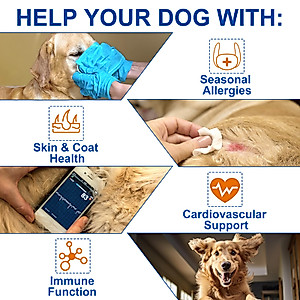 Omega 3 for Dogs, 180P Omega 3 Fish Oil Tablets for Dogs Supports Seasonal Allergies Relief, Itch Skin Relief & Promote Coat Health, Pet Dog Fish Supplements with Omega-3 6 9, Vitamin E - 180 Tablets